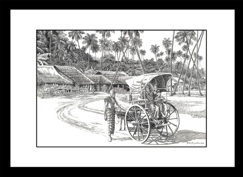 Road Scene In Early Ceylon - Sri Lankan Art Gallery
