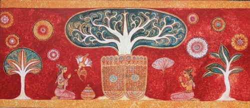 Sri Pathula And Bo Tree - Sri Lankan Art Gallery